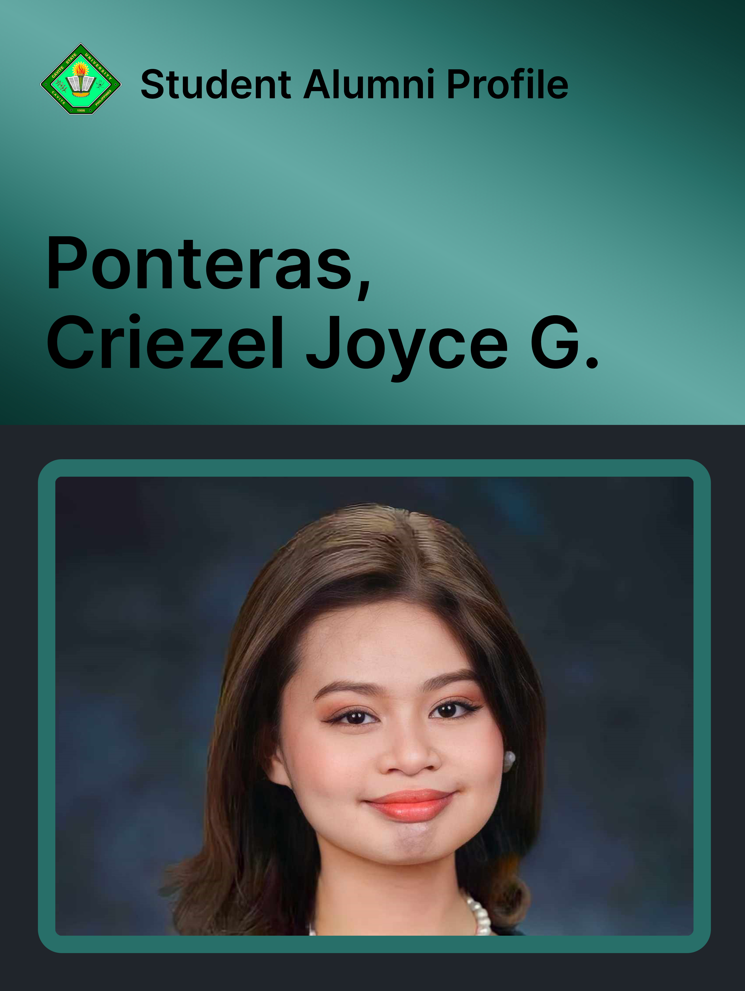 Ponteras, Criezel Joyce G. | Alumni Profile